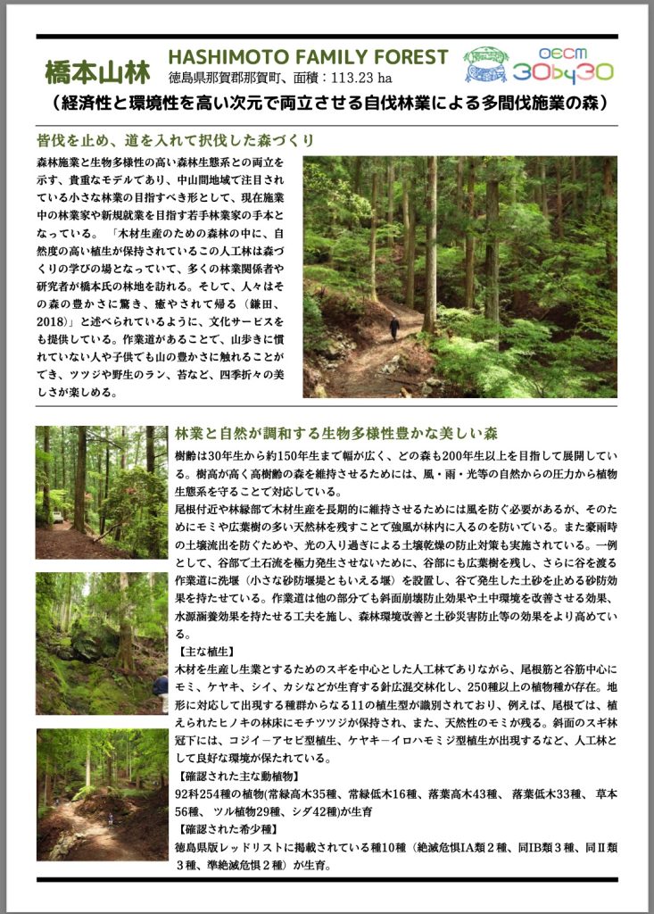 HASHIMOTO FAMILY FOREST（橋本山林）がOECMに登録されました | NPO法人 自伐型林業推進協会